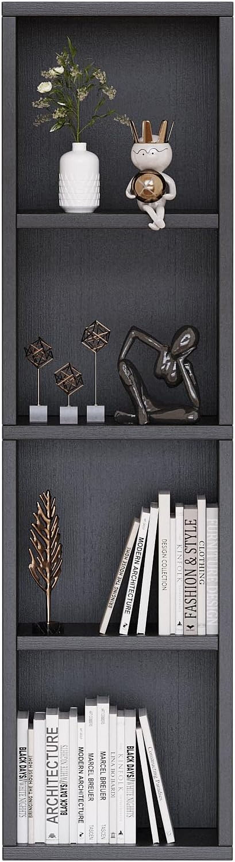 MIN WIN 4-Shelf Narrow Bookcase Bookshelf 4-Tier Open Shelf Bookcase ...
