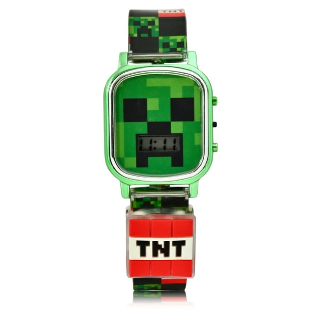 MIN4237WM Minecraft Kids Flashing Lights LCD Watch with Printed Strap ...