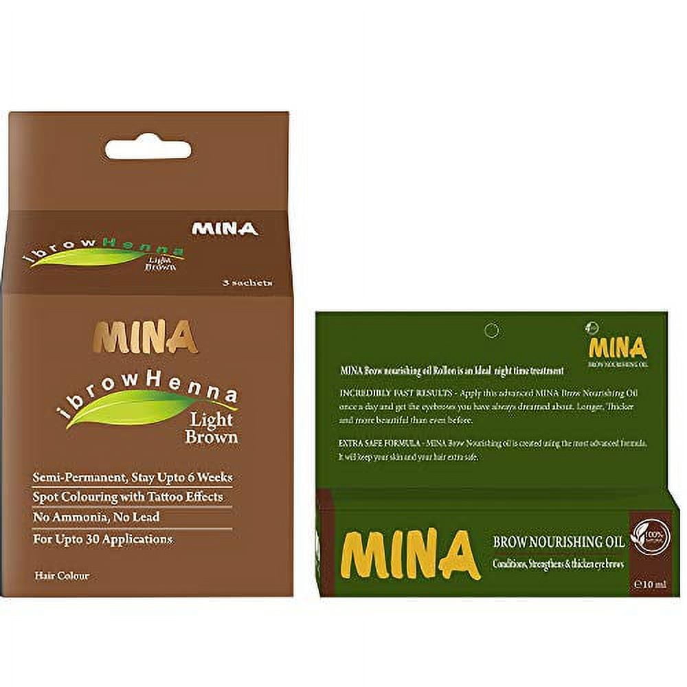 MINA ibrow Henna Light Brown tint with Brow Oil - Walmart.com