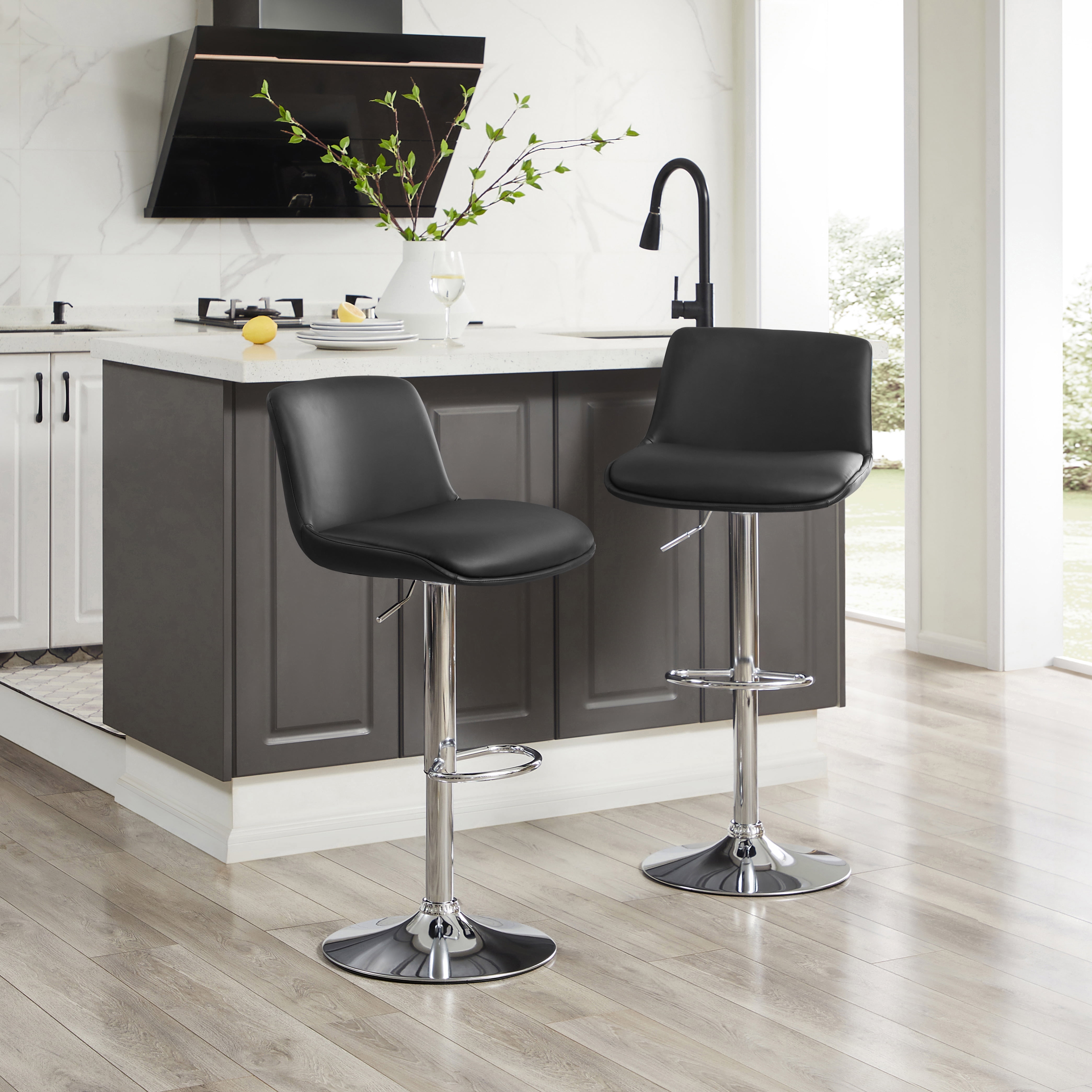 MINCETA Bar Stools,18.9" Seat Width Modern Upholstered Swivel Stool ...
