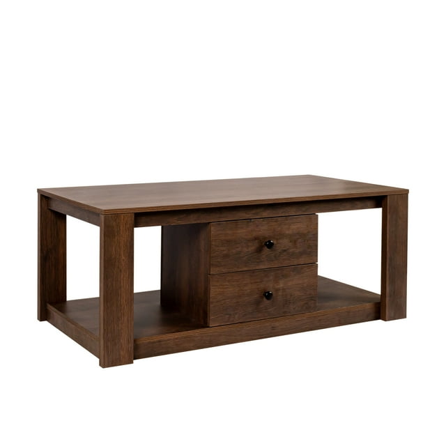 MINCETA Coffee Table,Modern Wooden Rectangle Coffee Tables with Storage,2 Drawer Center Table ...