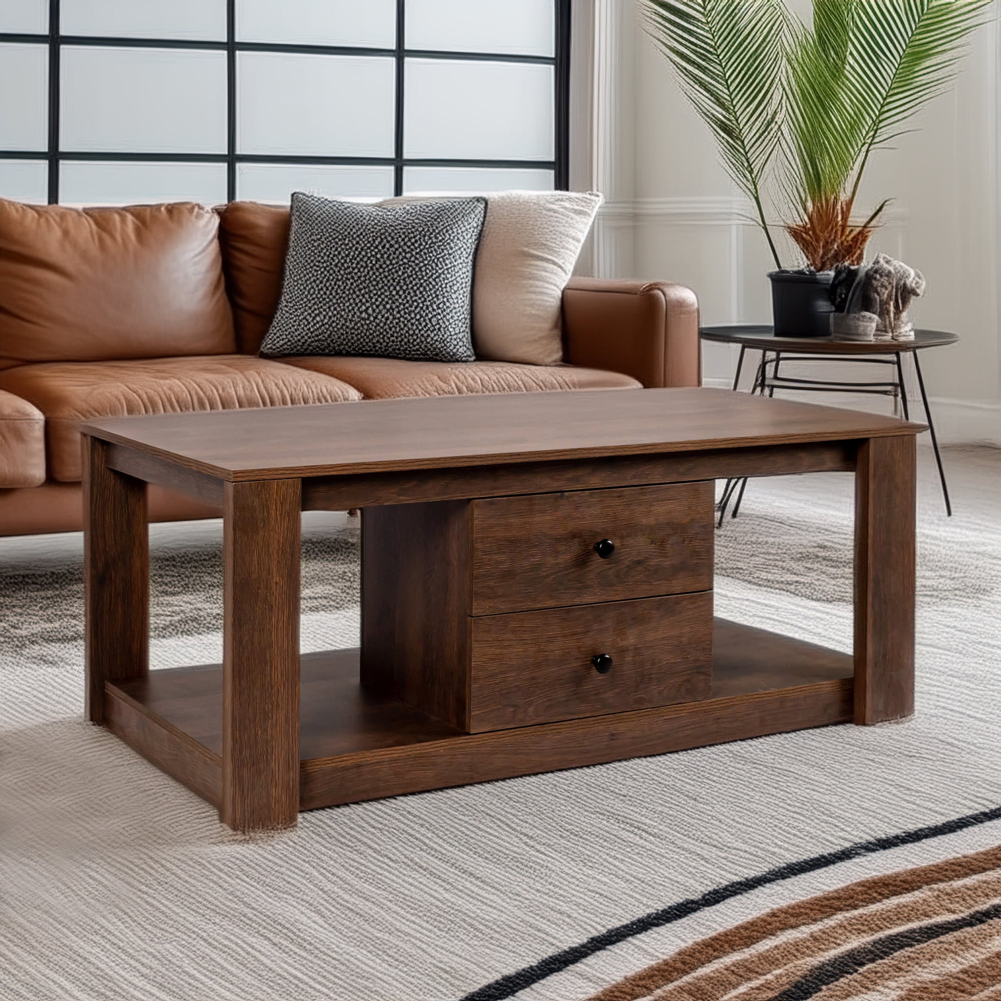 MINCETA Coffee Table,Modern Wooden Rectangle Coffee Tables with Storage ...