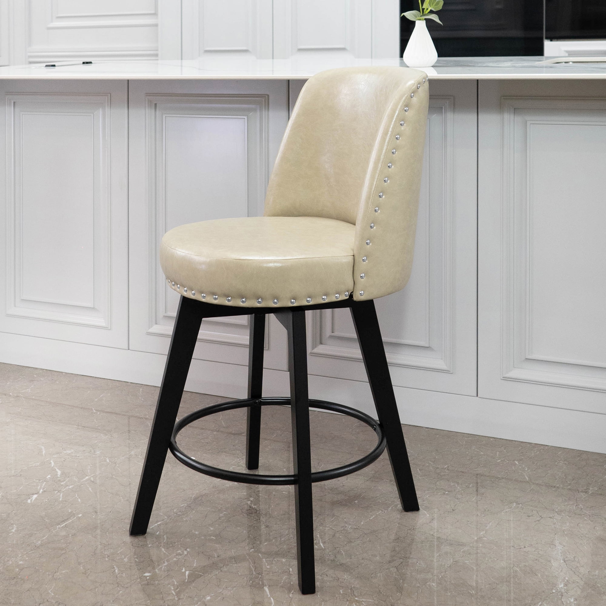 MINCETA Counter Stools,26" 360 Free Swivel High Back Full Back ...