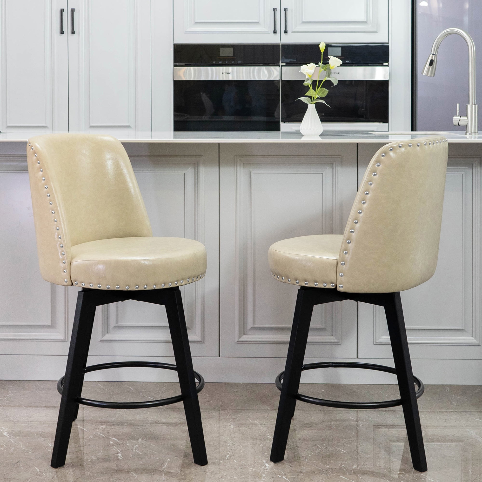 MINCETA Counter Stools,26" 360 Free Swivel High Back Full Back ...