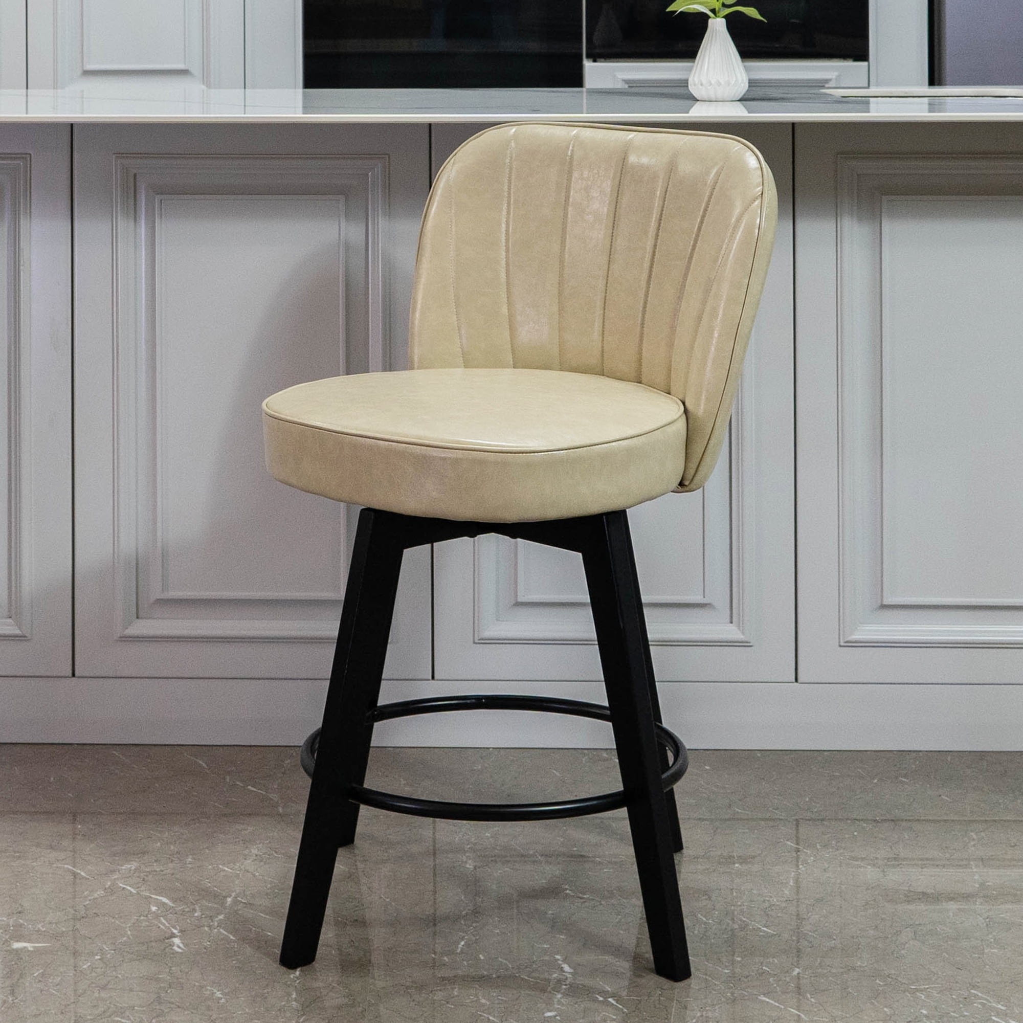 MINCETA Counter Stools,26" 360 Free Swivel Vertical Line Modern ...