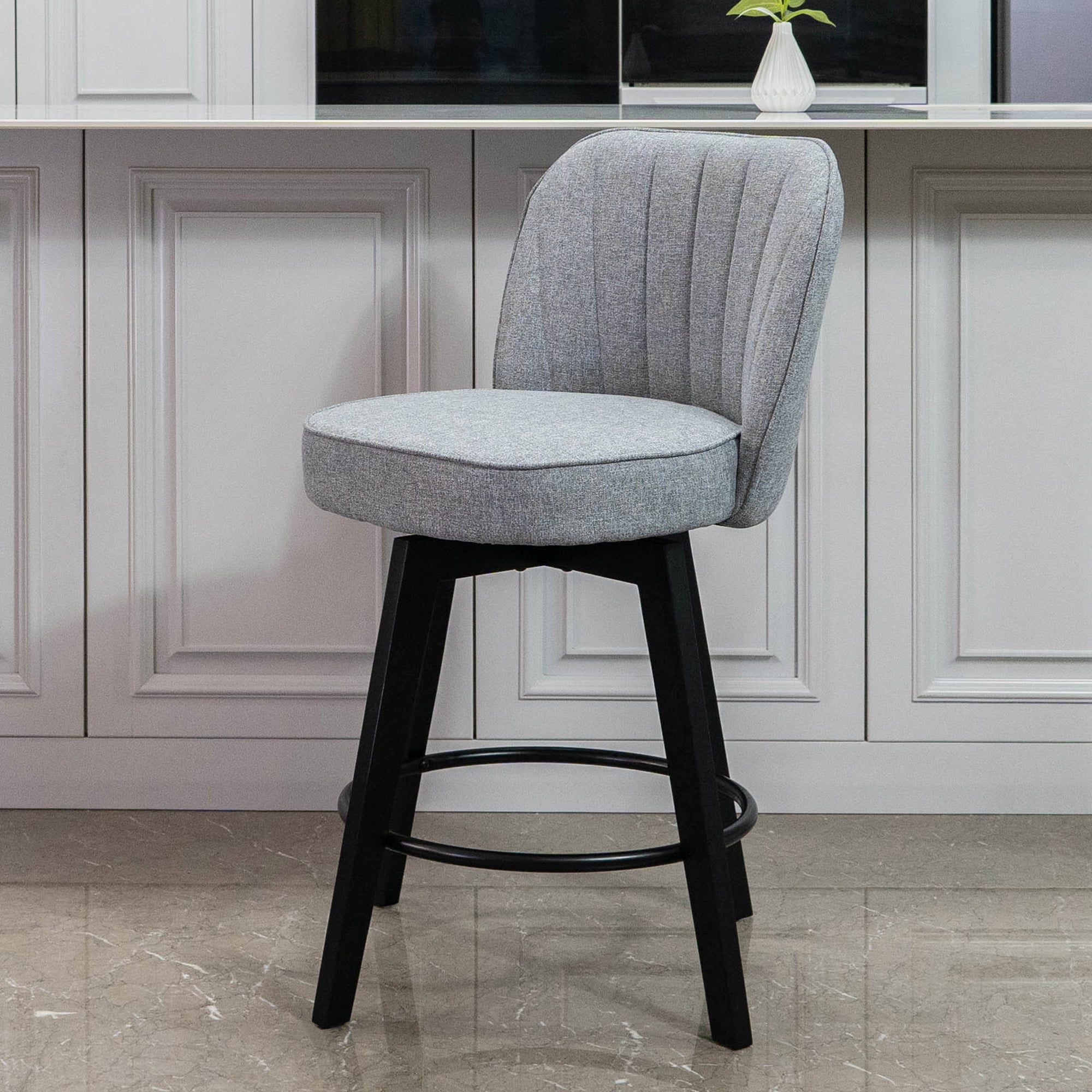 MINCETA Counter Stools,26" 360 Free Swivel Vertical Line Modern ...