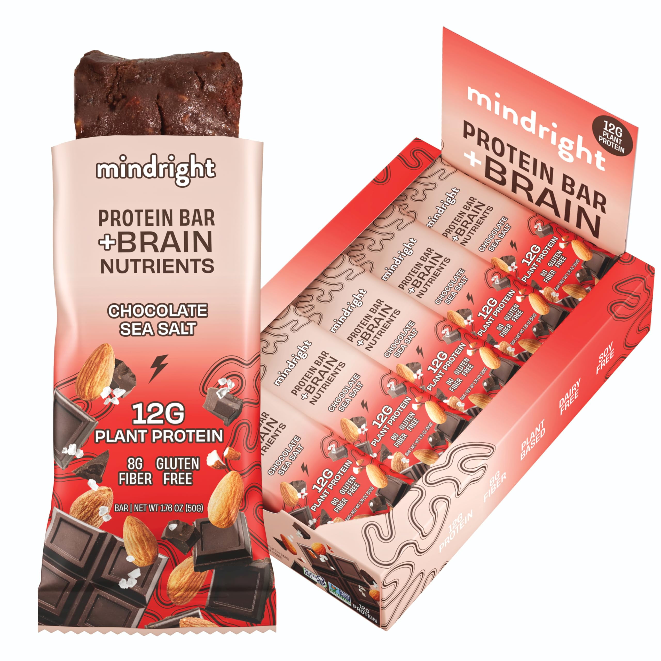 MINDRIGHT Superfood Vegan Protein Bars - Gluten MDH1Free Non-Gmo Plant ...