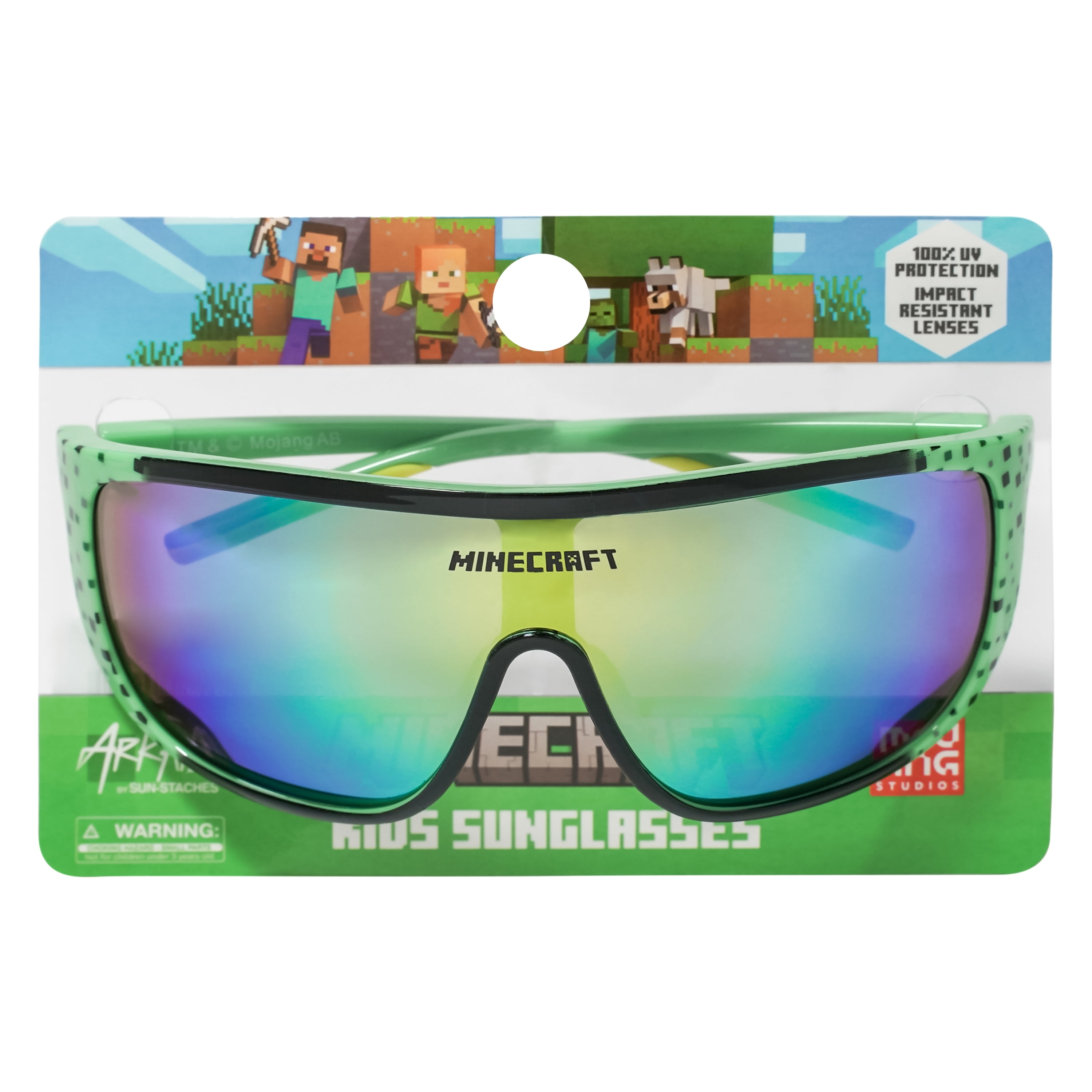 Minecraft Green Pixel Sports Wrap Kids Sunglasses - Arkaid by Sun-Staches - Walmart.com