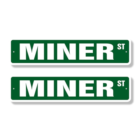 MINER Classic Street Sign (2 Pack) coal gold digger mine iron Road Sign ...