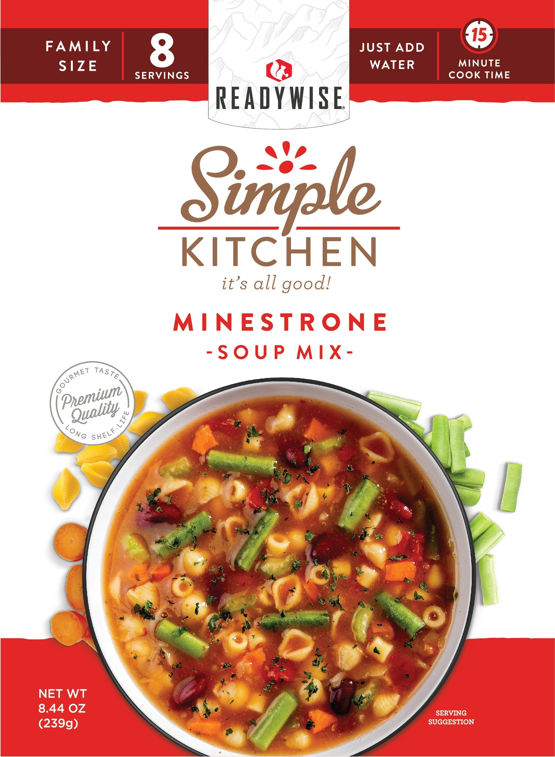 ReadyWise Minestrone Soup Mix, 6 Count Case, 8 Servings Per Pack, Shelf ...