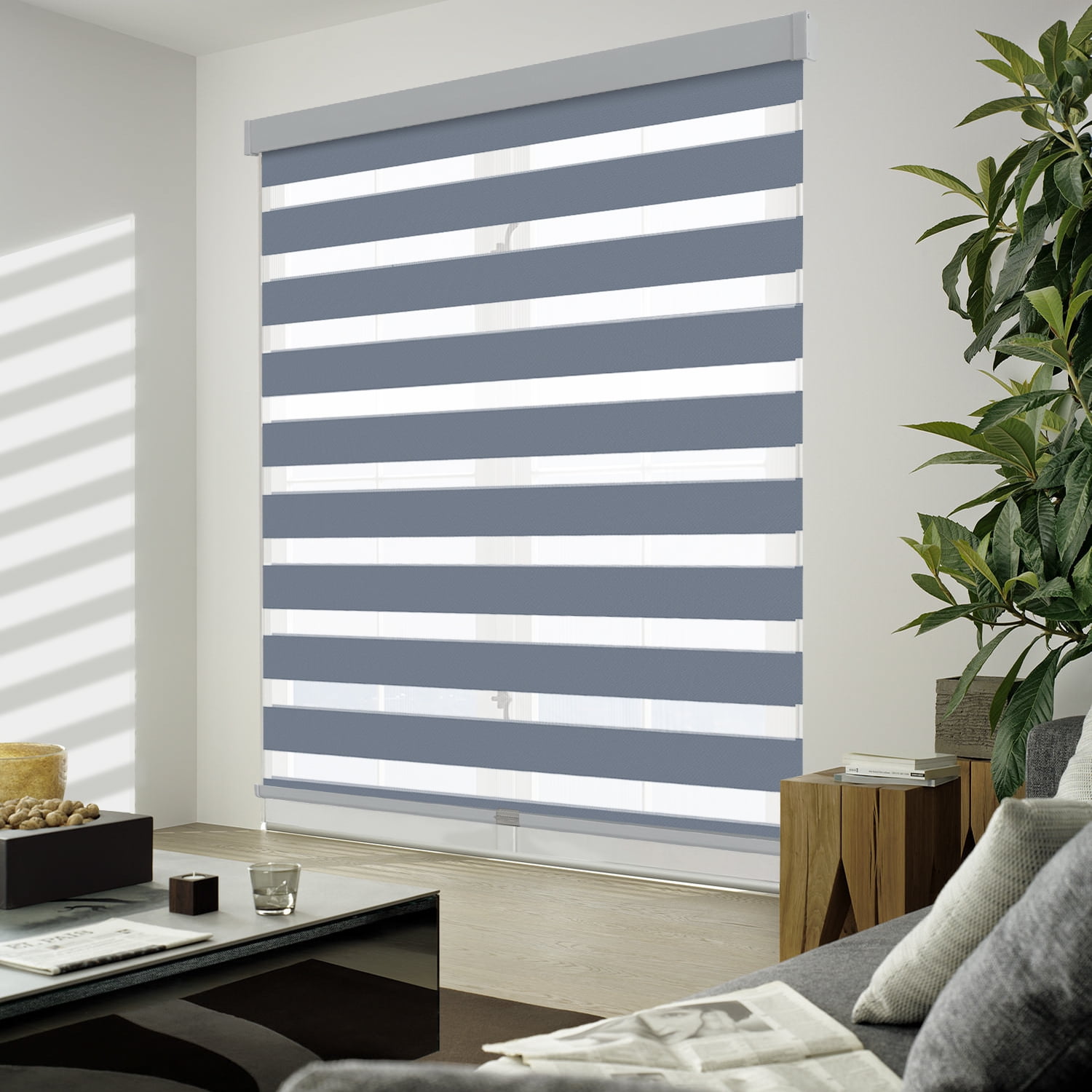 MING CHEN Cordless Zebra Blinds for Windows 95% Blackout Dual Layer ...