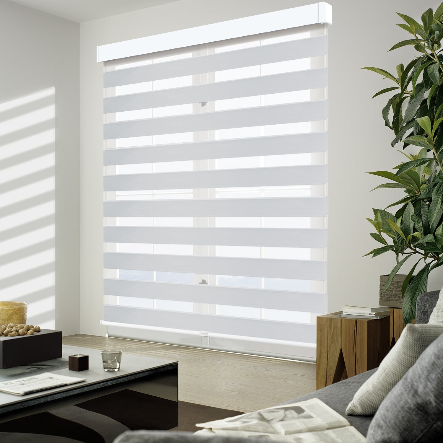 MING CHEN Cordless Zebra Blinds for Windows 95% Blackout Dual Layer ...