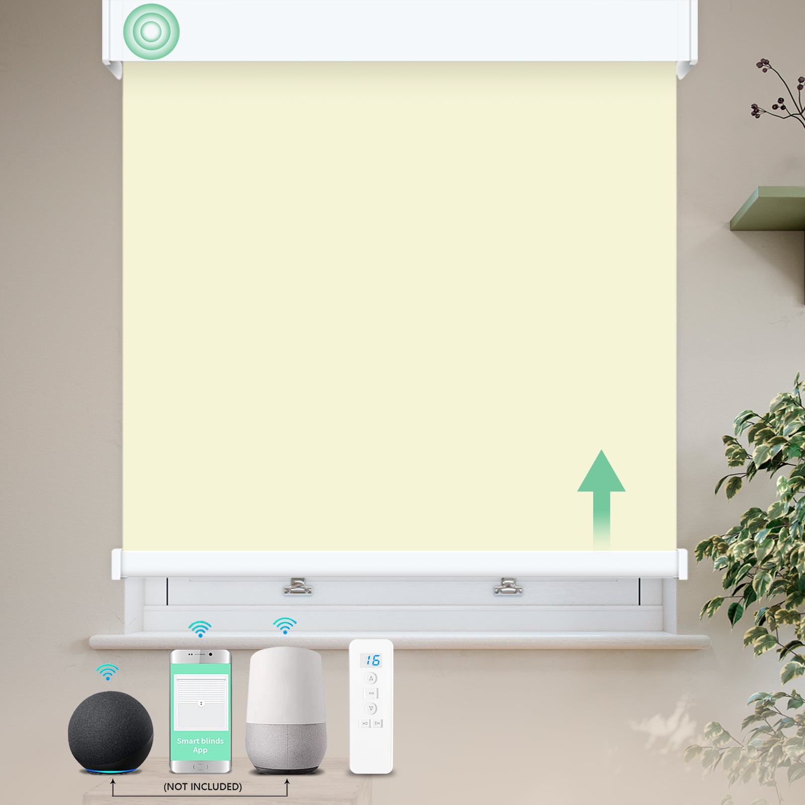 MING CHEN Motorized Roller Shade with Valance, 100% Blackout Remote ...