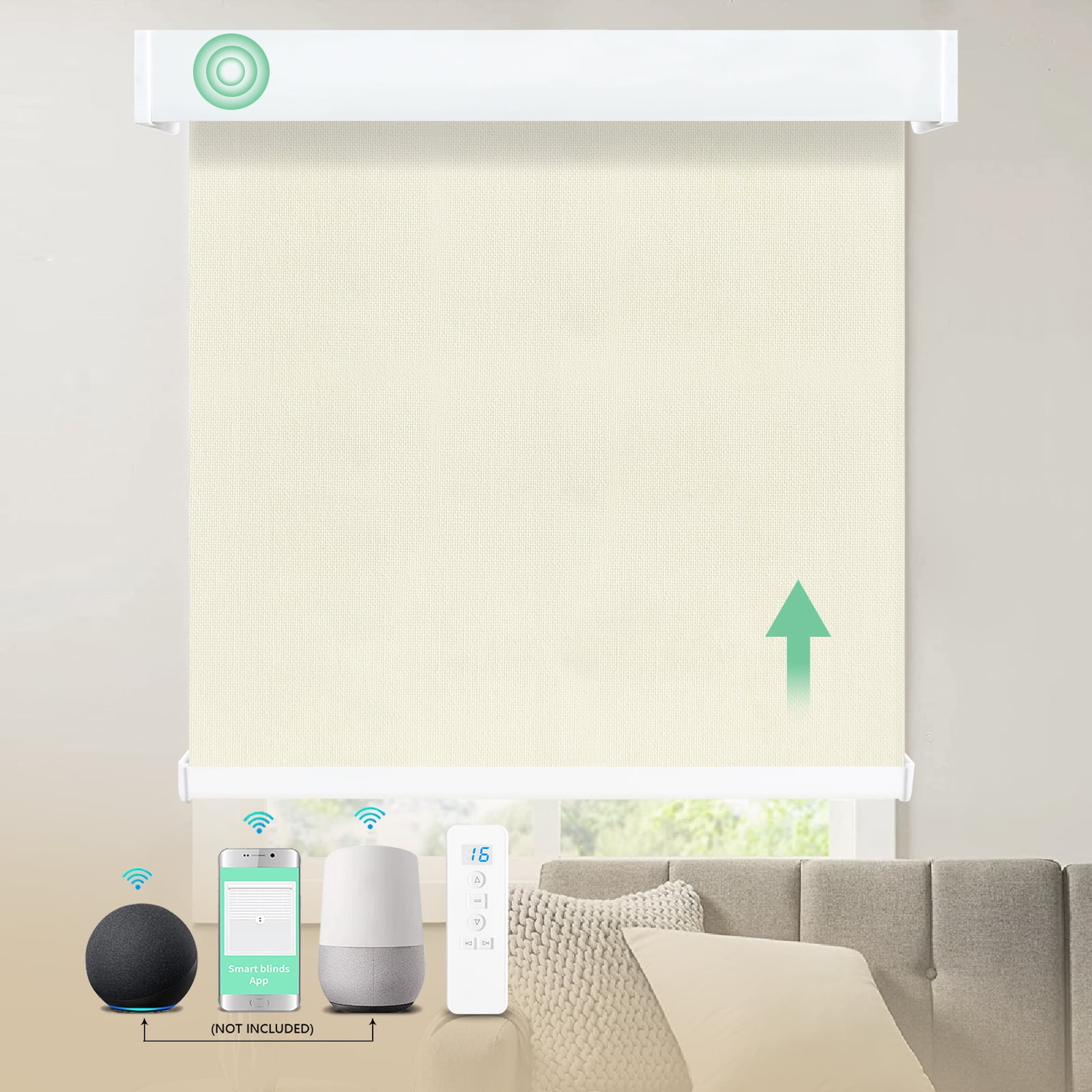 MING CHEN Motorized Window Roller Shades Blinds, Smart Automatic Electric Blackout Roller Window ...