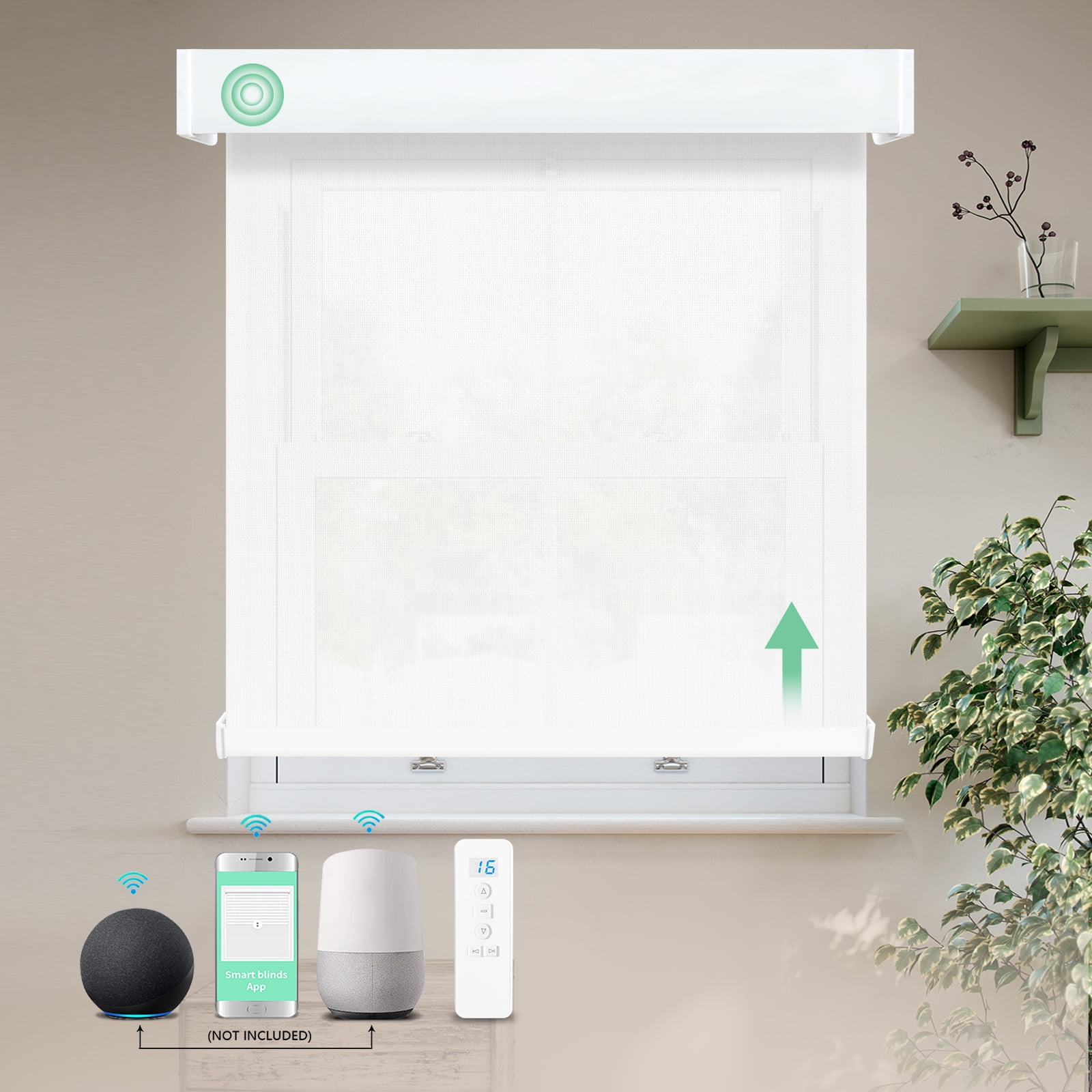 MING CHEN Motorized Window Roller Shades Blinds, Smart Automatic Electric Blackout Roller Window ...