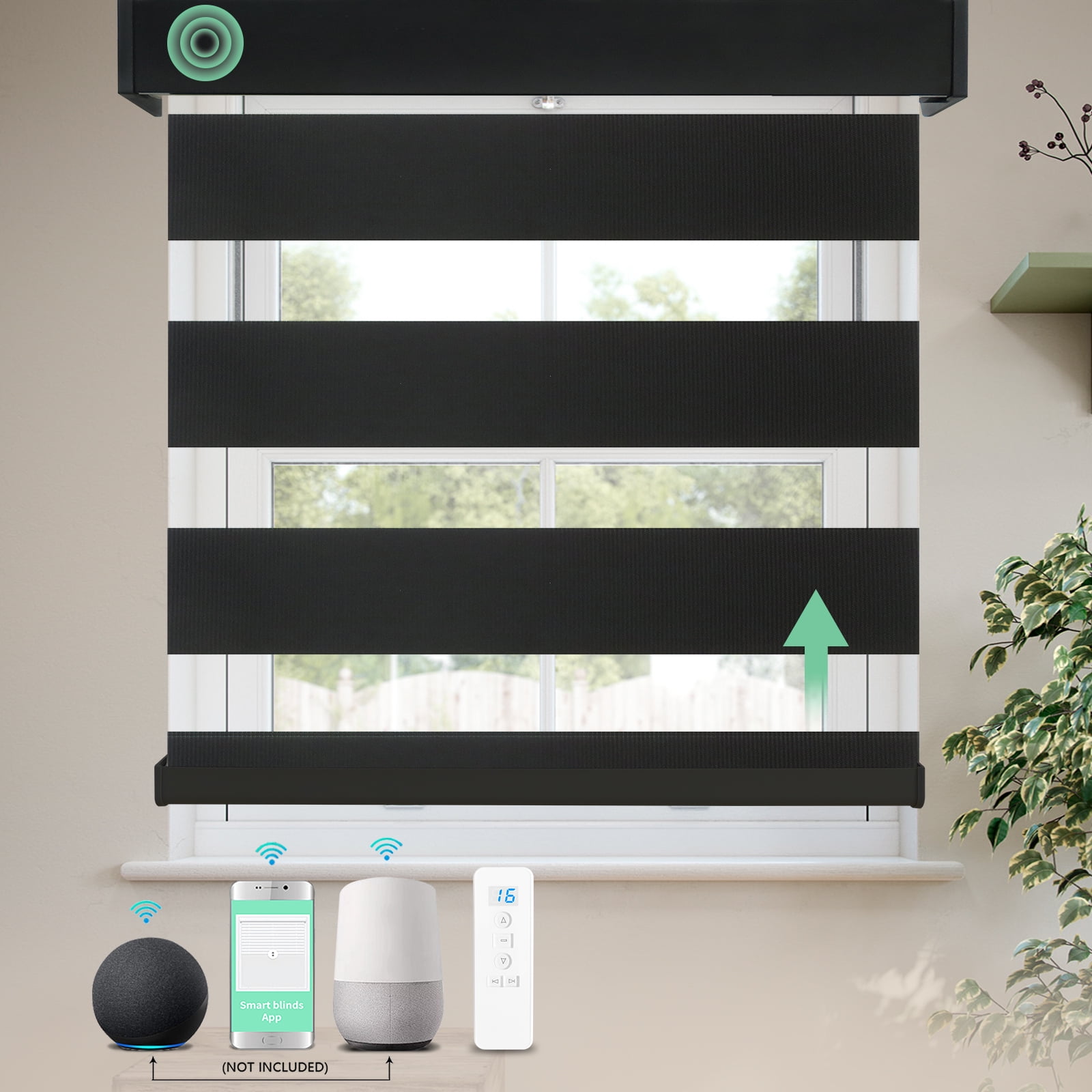 MING CHEN Motorized Zebra Blinds, Motorized Blinds with Remote, Double ...