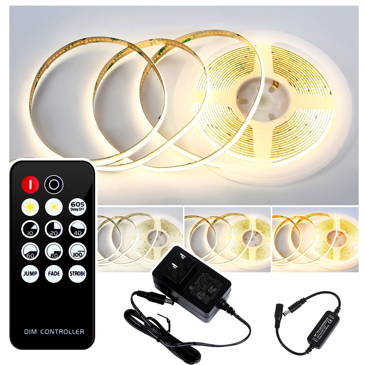 MINGEXNGI COB LED Light Strip self-Adhesive 24V Low Flexible Light Eye Protection CRI 90+ Super ...