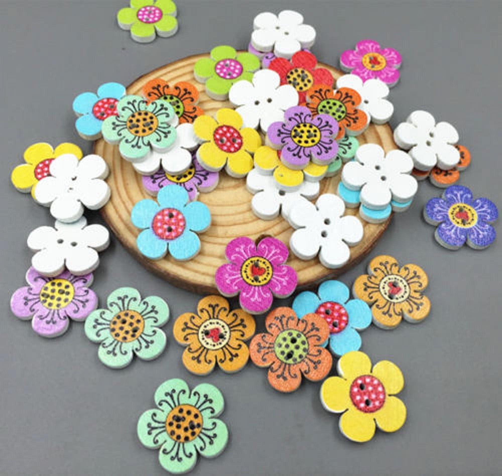 MINGFENGS 20mm Wooden Buttons with 2 Holes - 100pcs Mixed Color Decorative Buttons for Sewing ...