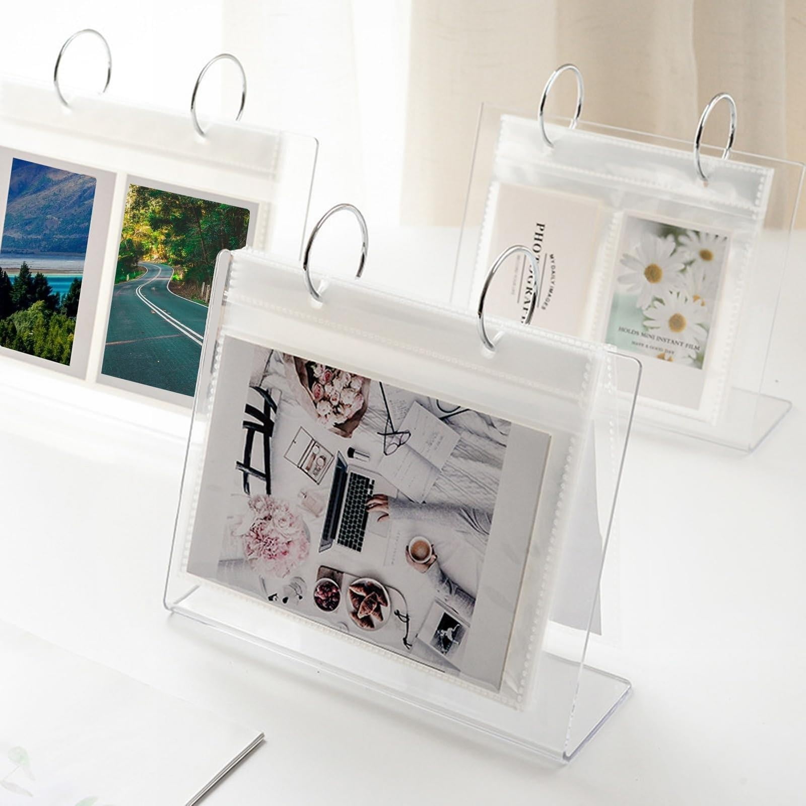 MINGFENGS Acrylic Tabletop Photo Album - Standing Flip Picture Frame ...