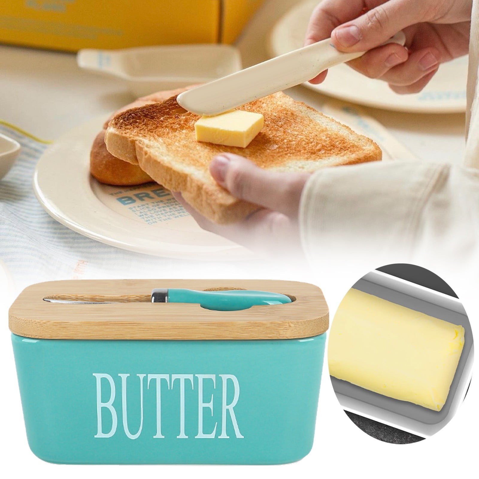 MINGFENGS Butter Container Butter Dish with Lid | Ceramic Butter Dish ...