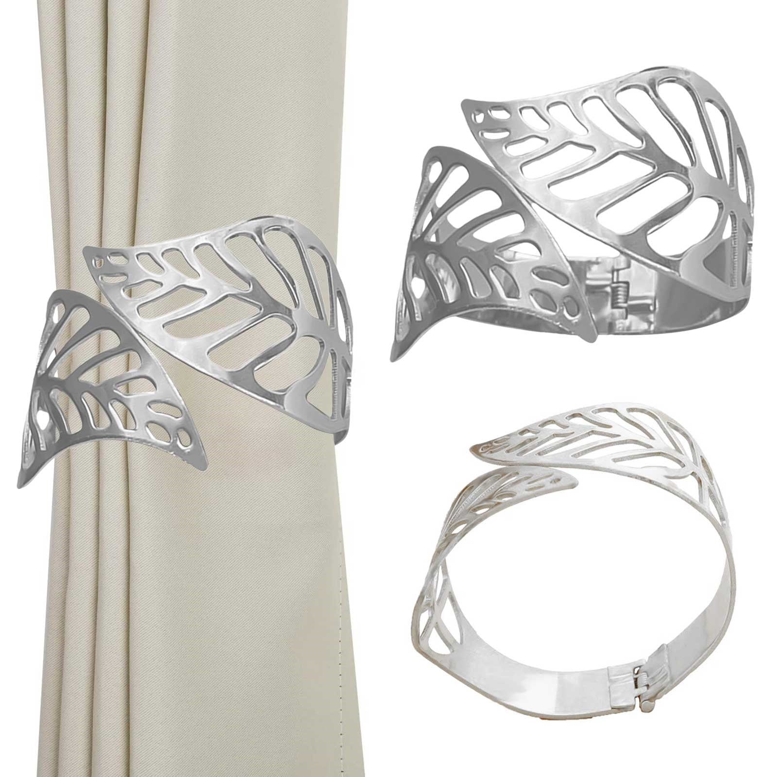 MINGFENGS Gold Leaf Curtain Tiebacks - Decorative Spring Clip Holdbacks ...