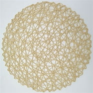 Efavormart 6 Pack 15" Natural Metallic Woven String Round Placemats For ...