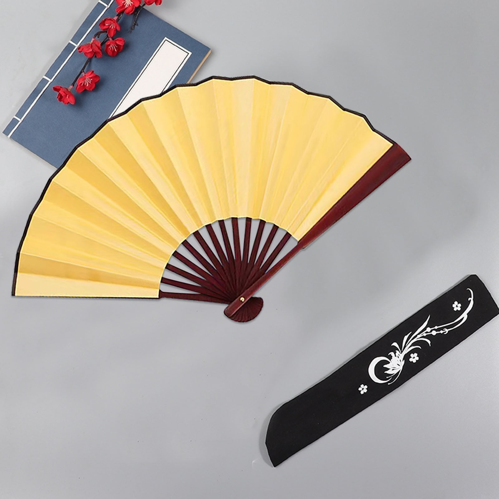 MINGFENGS Premium Blank Silk Folding Fan - Handmade Japanese Style Fan ...