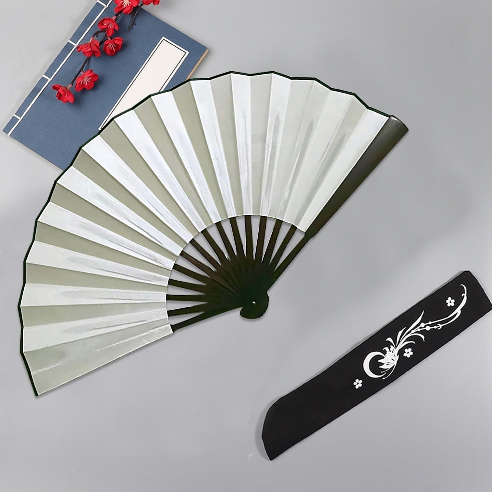 MINGFENGS Premium Traditional Red Bone Folding Fan - Blank Fabric Fan ...