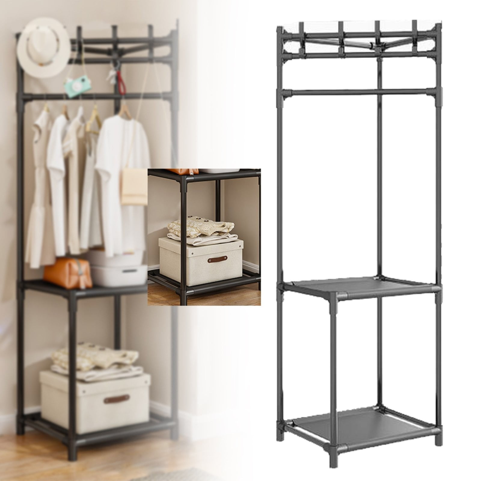 MINGFENGS Rack Standing Coat Rack Material Two Layer Corner Storage ...