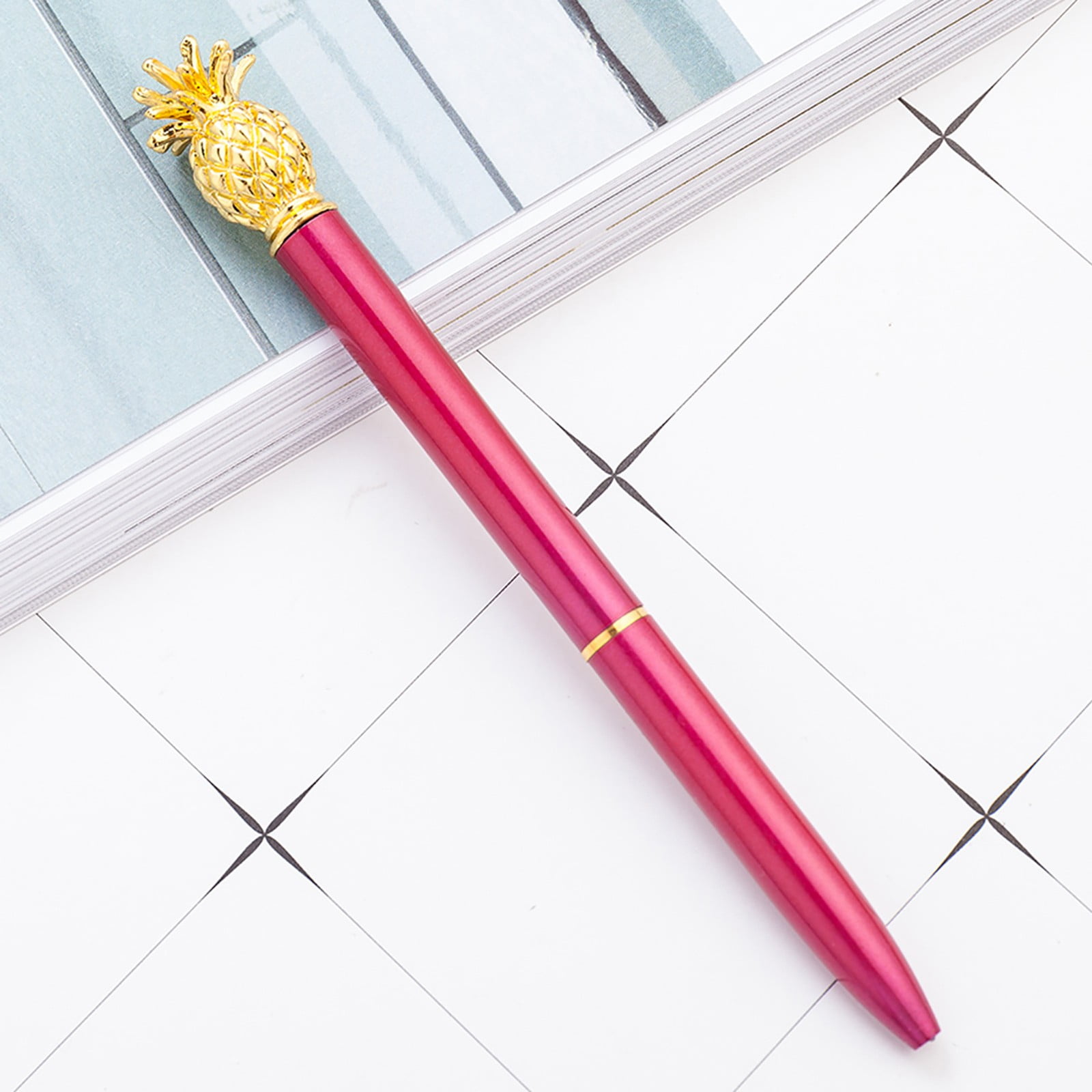 MINGFENGS Rose Gold Pineapple Ballpoint Pen - 1.0mm Retractable Writing ...