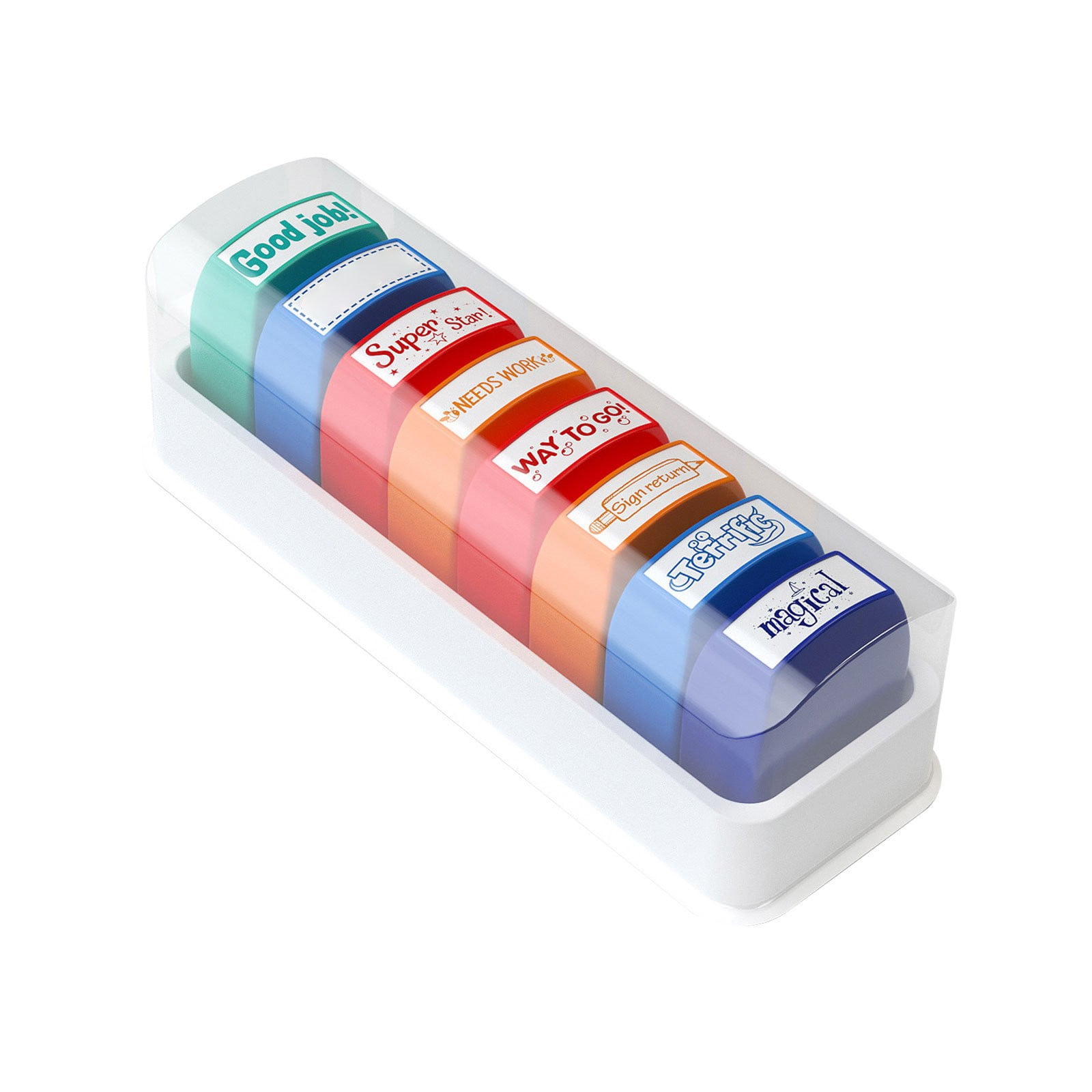 MINGFENGS Self-Inking Teacher Stamp Set - 8 Pack Motivational Stamps ...