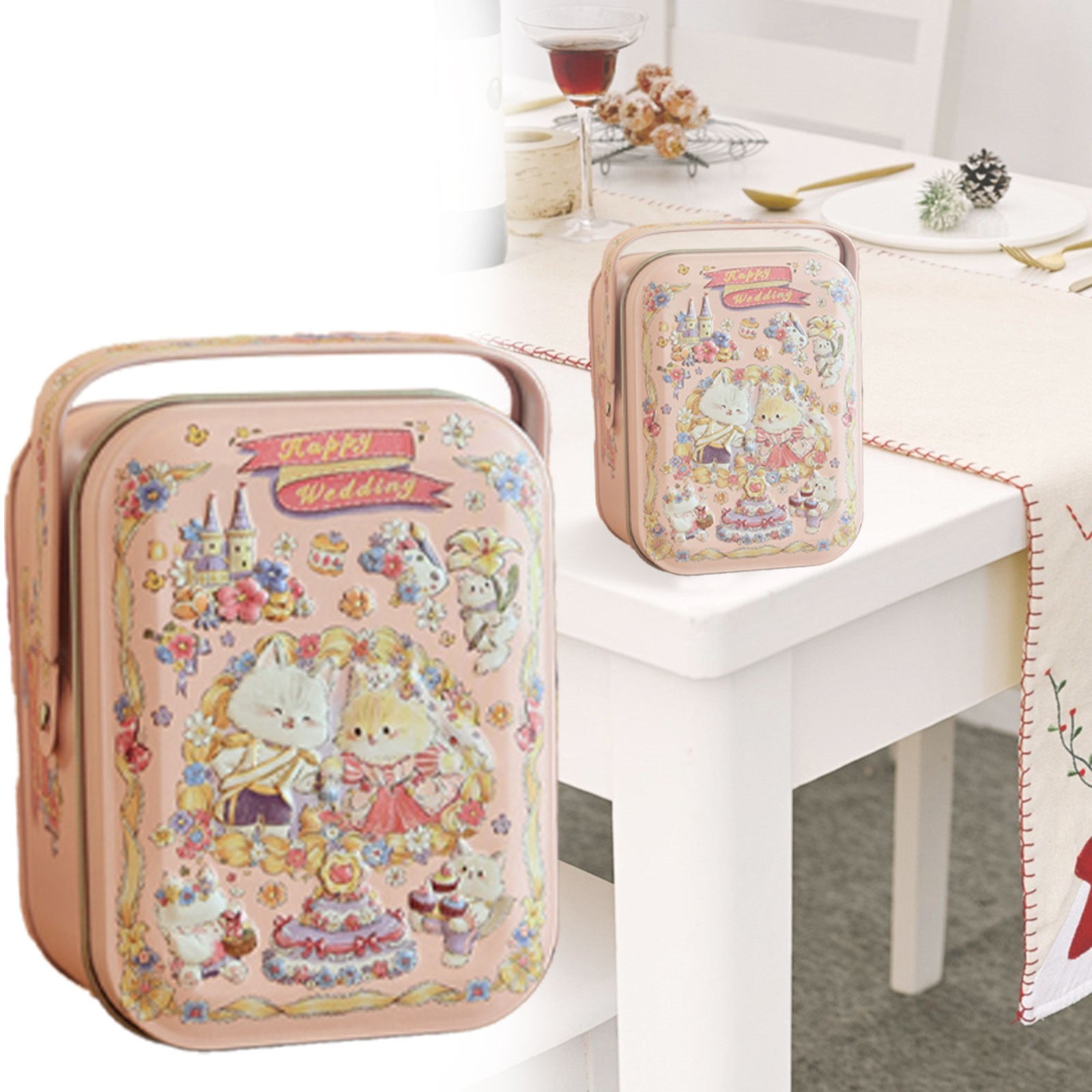 MINGFENGS Tin Box Handheld Tin Box Cookie Can Pattern Candy Baking ...