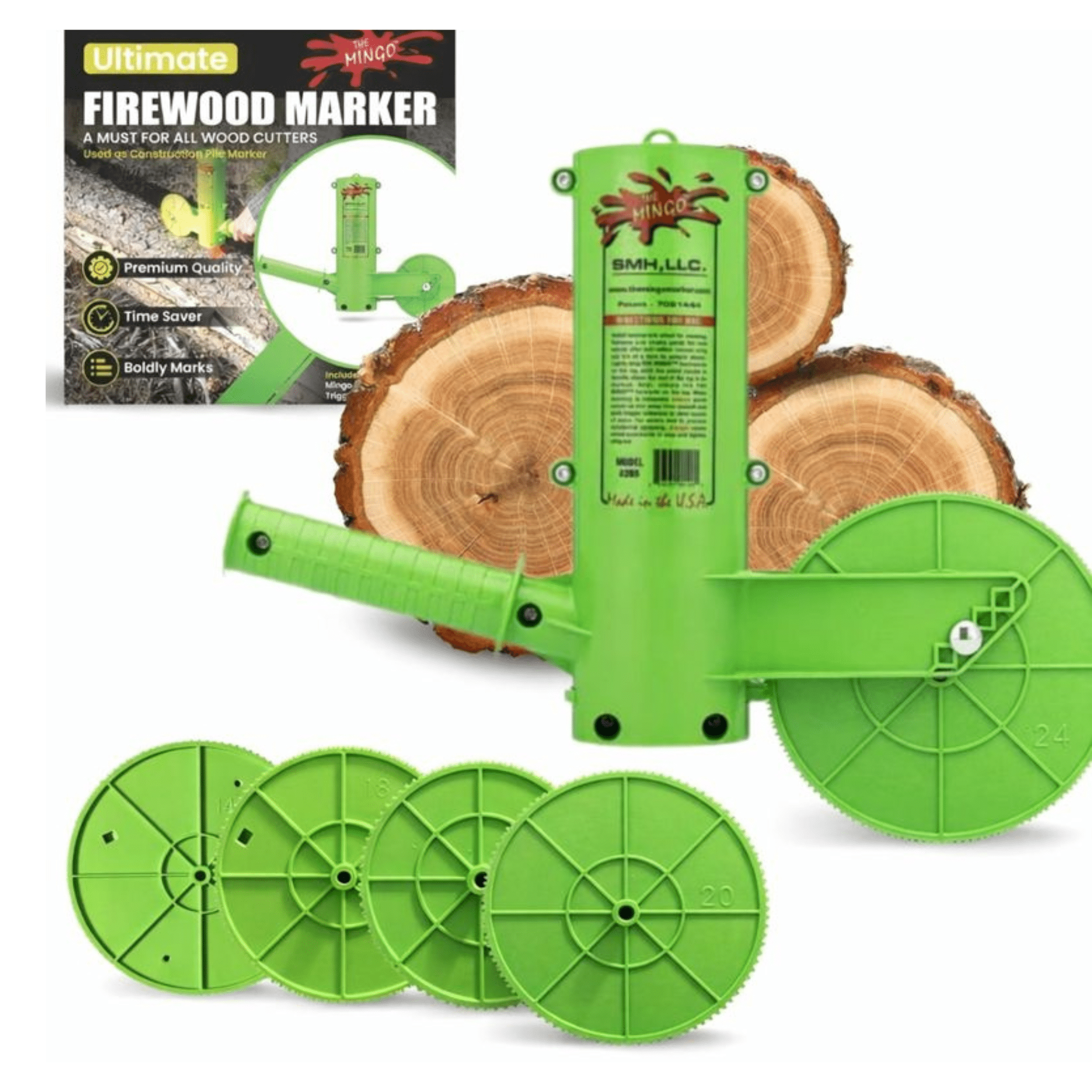 The Mingo, Firewood Measuring Tool, 14" 16" 18" 20" 24" Marking Wheels ...