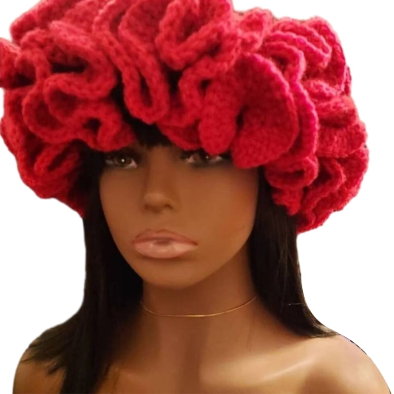 MINGPAI Winter Fisherman Hat for Woman Exaggerated Bucket Hat Knit ...