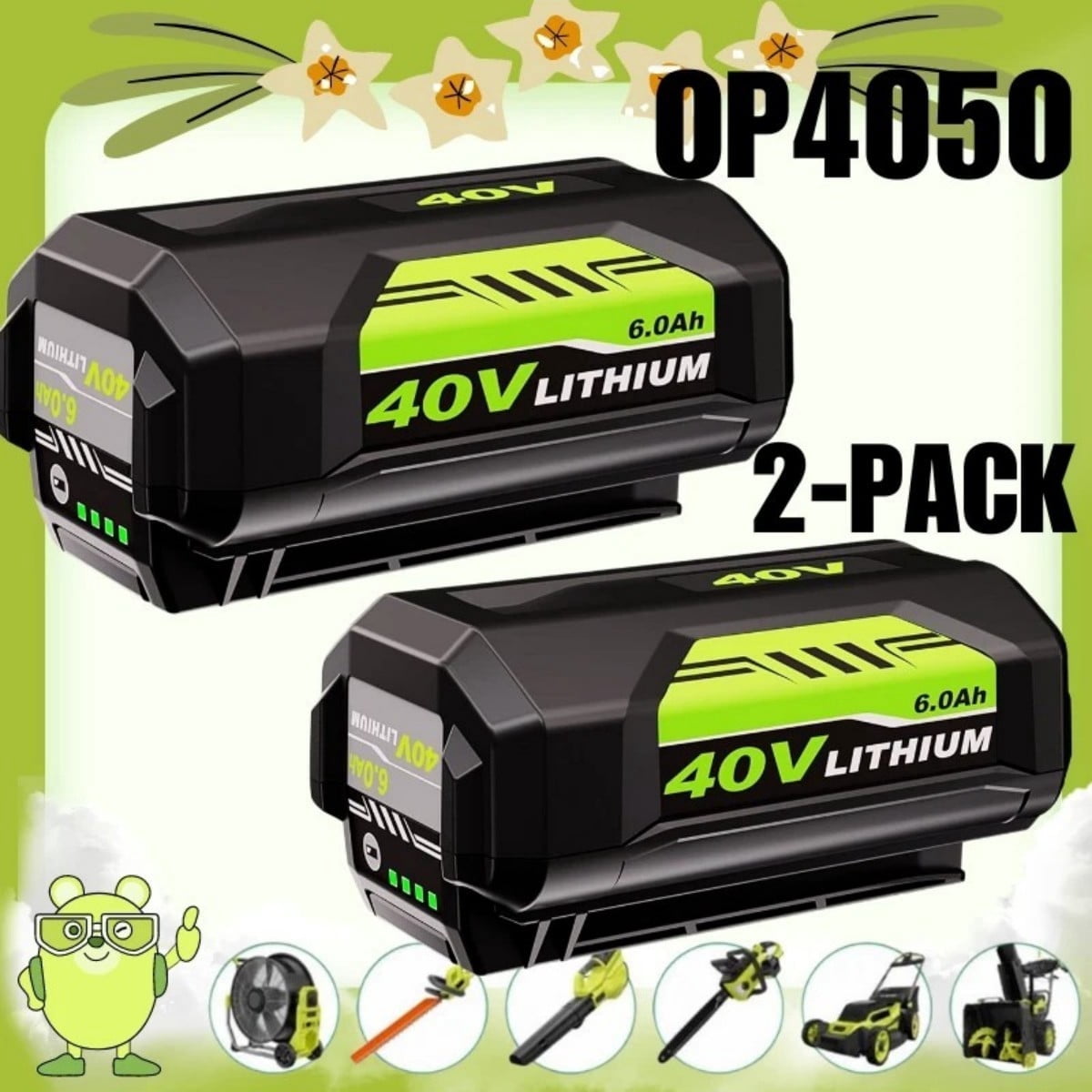 MINGSCI Replacement for Ryobi 40V Battery OP4026 OP40201 OP40261 OP4040 ...