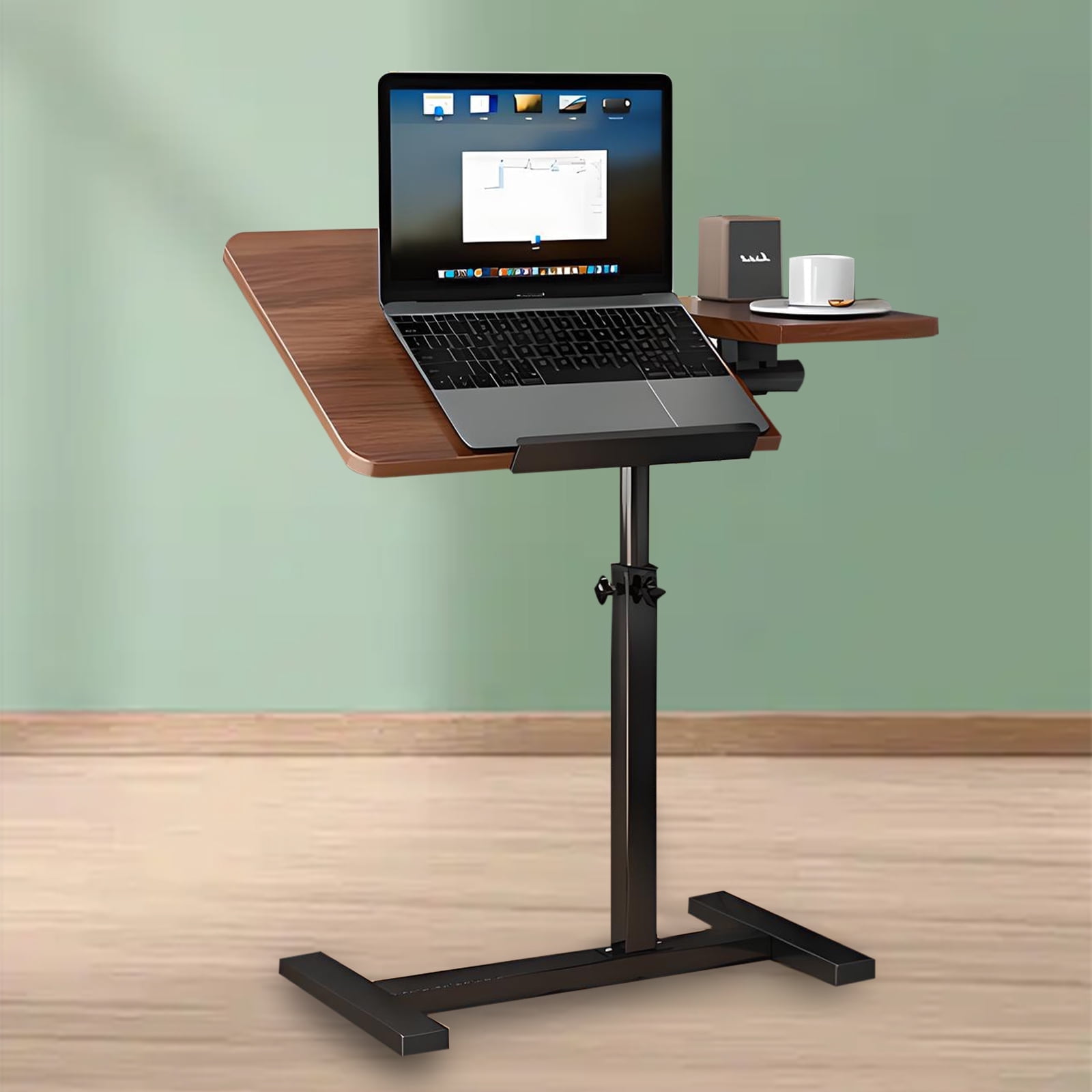 MINGYI C-Shape Angle & Height Adjustable Laptop Desk, overbed bedside table with Silent wheels ...