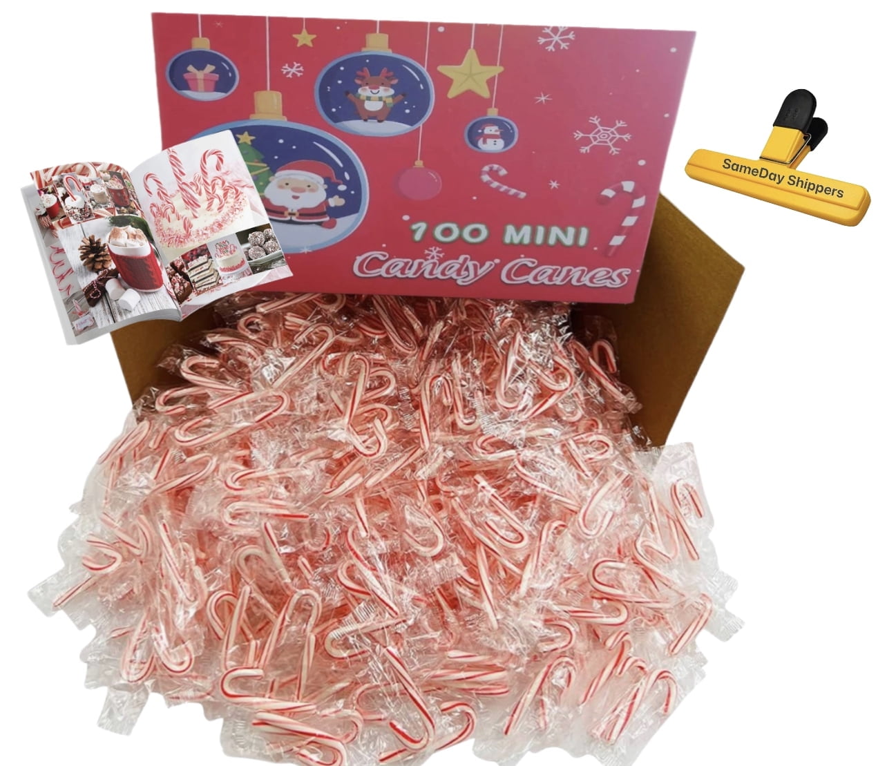 Same Day Shippers, 100 Mini Candy Canes, Red and White Peppermint ...