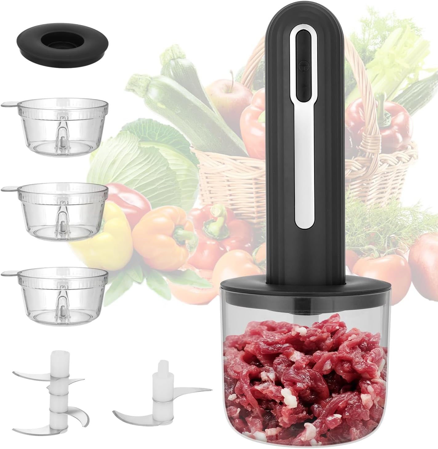 MINI Cordless Food Processor Elec ric Ve able Chopper,USB Rechargable ...