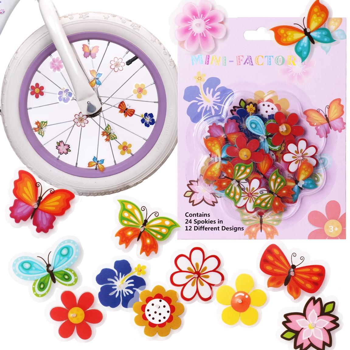 MINI-FACTORY Bike Wheel Spoke Stickers, 24 Pcs, 12 Designs - Walmart.com