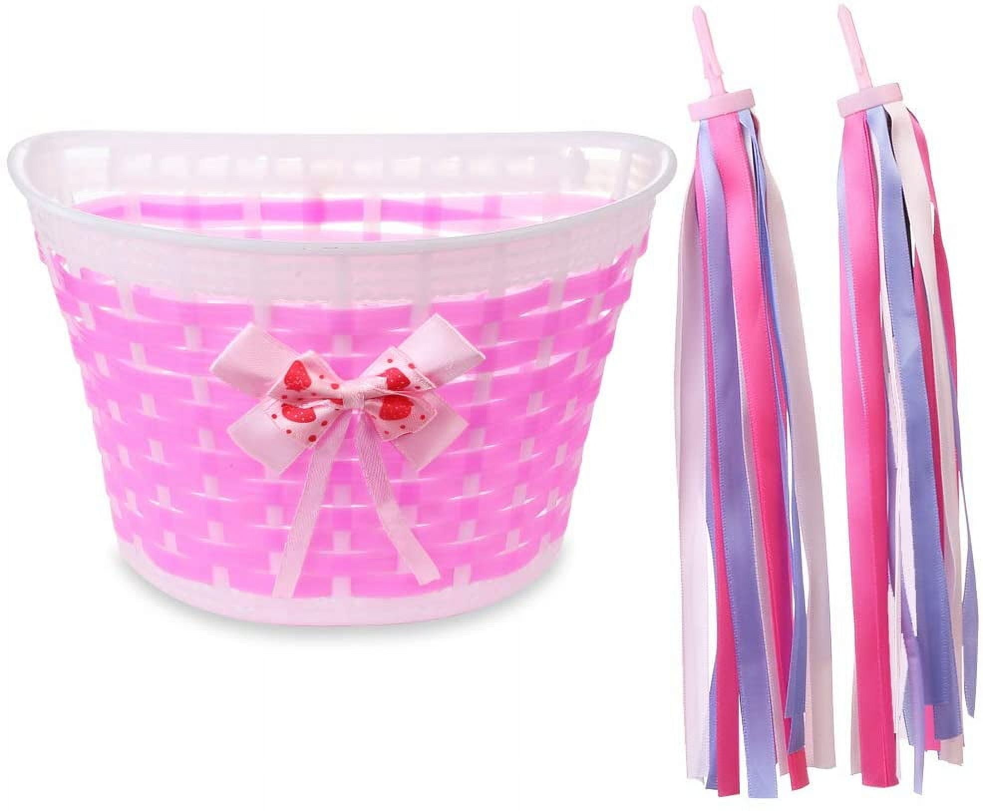 MINI-FACTORY Girl's Bike Pink Basket Streamer Set, Basket with ...