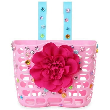 MINI-FACTORY Kid's Bike Basket Pink Cute Love Rainbow Pattern Bicycle ...
