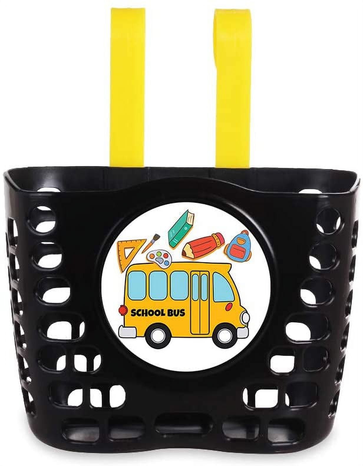 MINI-FACTORY Kid's Bike Basket, Cute School Bus Pattern Bicycle ...