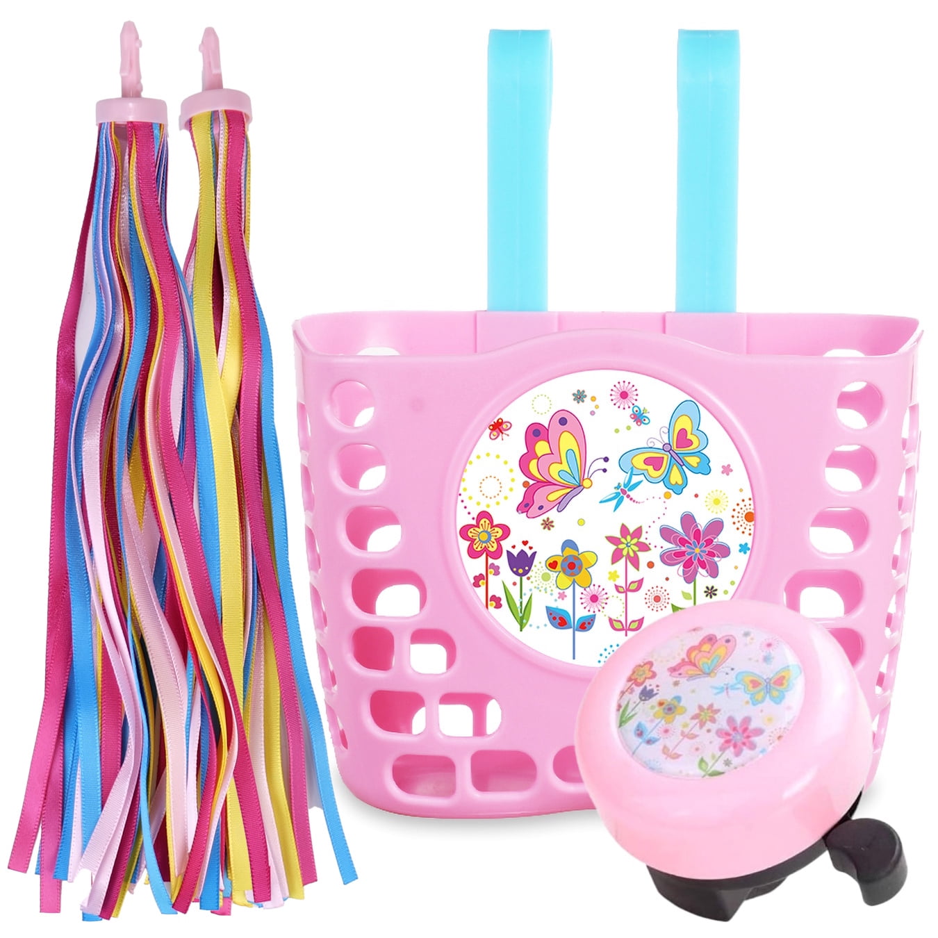 MINI-FACTORY, Kids Bike Accessory Combo, Pink Butterfly Pattern Set ...