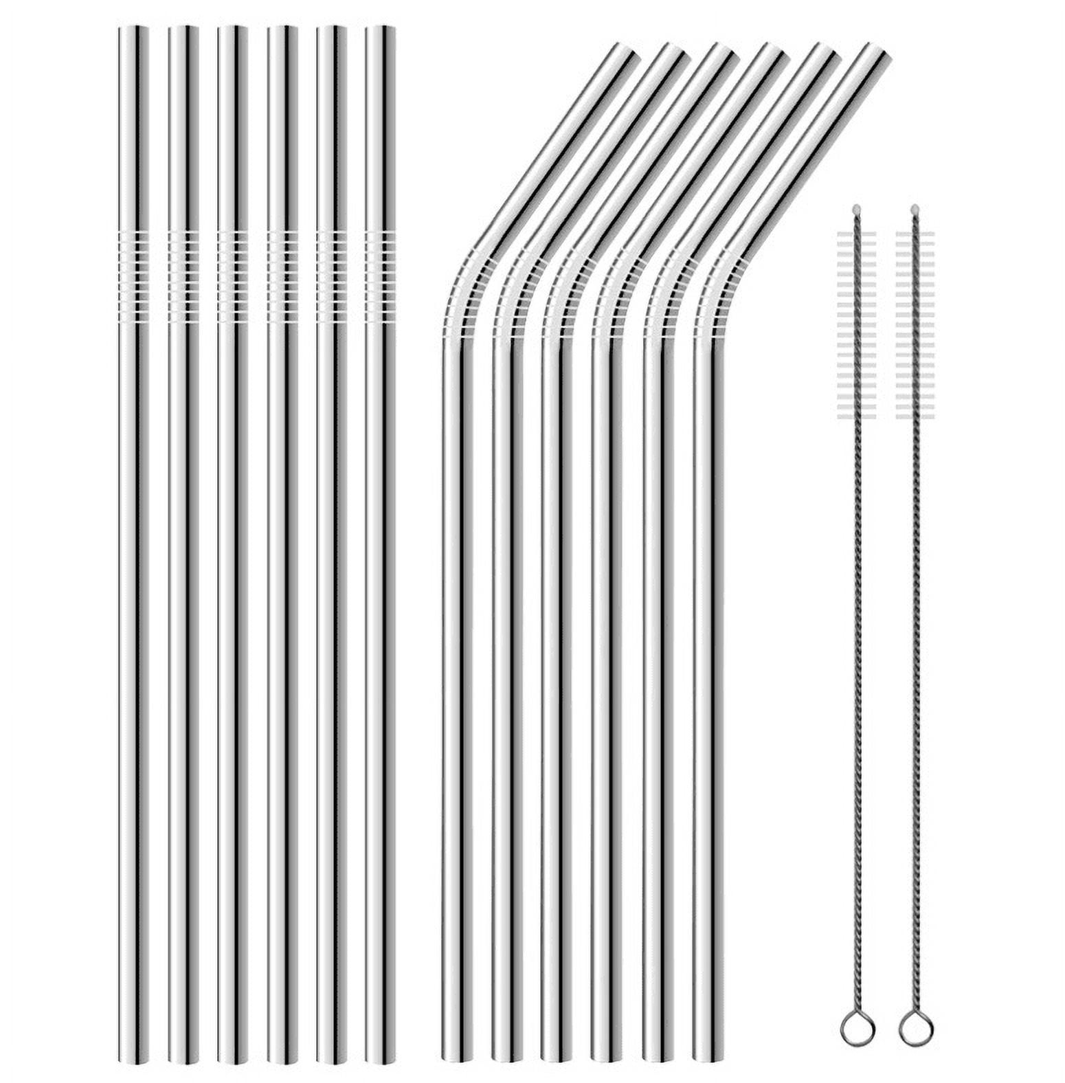 MINI-FACTORY Set of 8 Stainless Steel Straws 8.5' LONG Reusable Straws ...