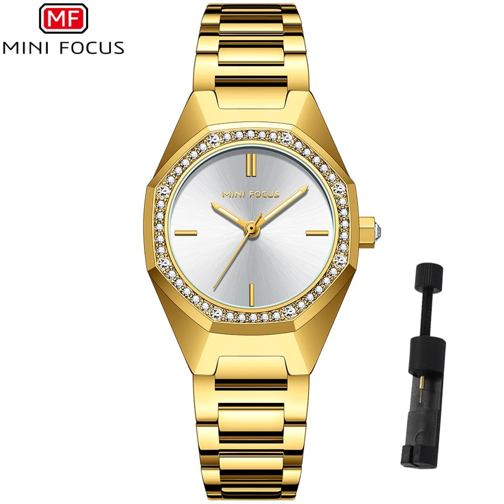 MINI FOCUS Fashion Minimalist Quartz Wristwatch for Women Diamond Case ...