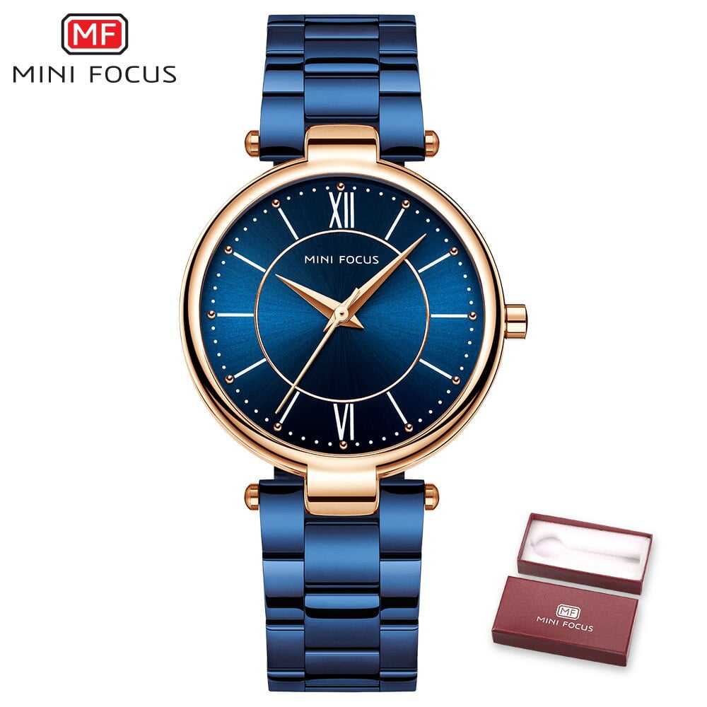 MINI FOCUS Women Watches Waterproof Blue Stainless Steel Brand Luxury ...