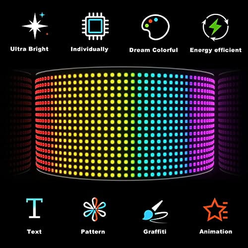 MINI LED Sign, 7.2''x3.4" Flexible Programmable T-shirt 12x36 Pixel ...