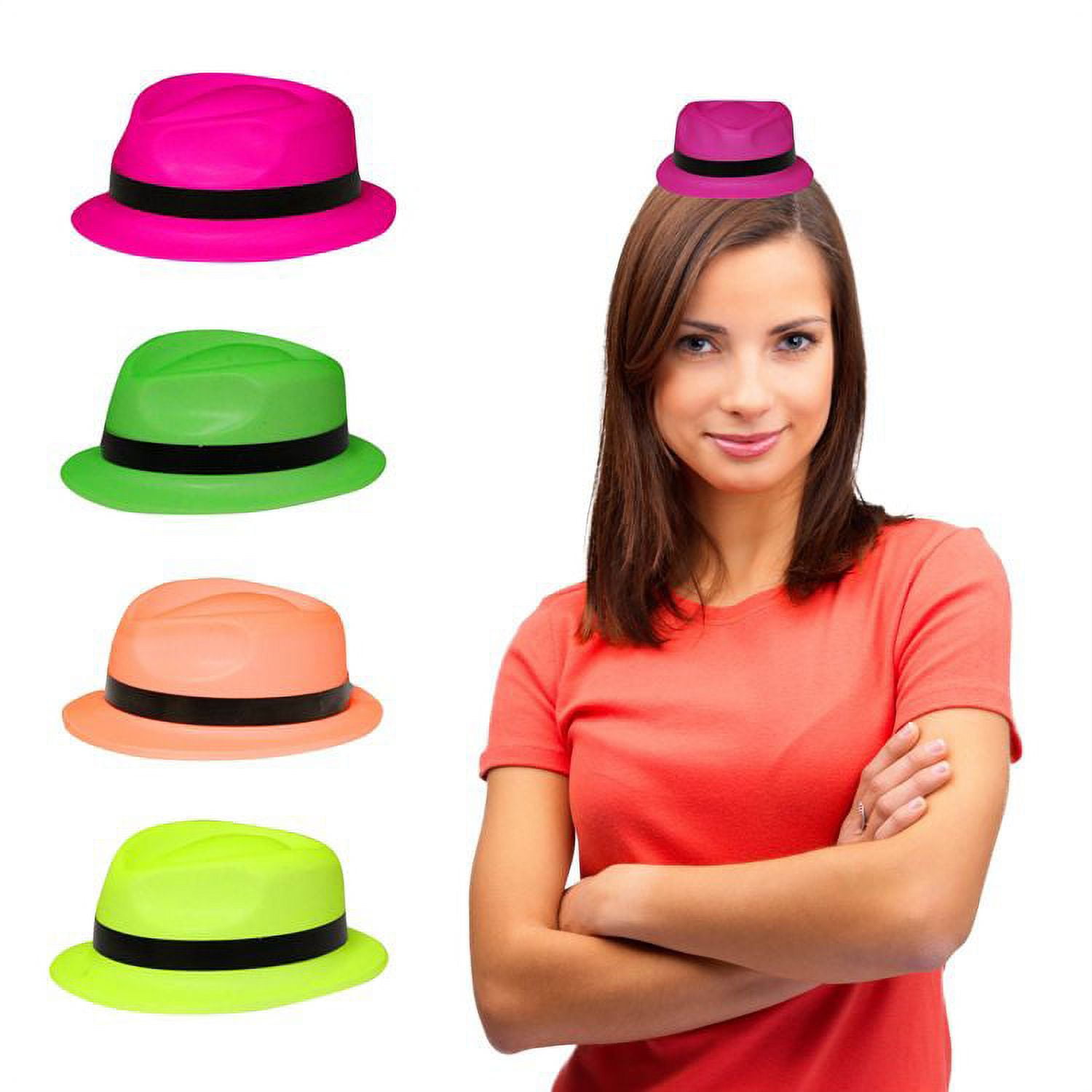 MINI NEON FEDORAS - PLASTIC - Walmart.com