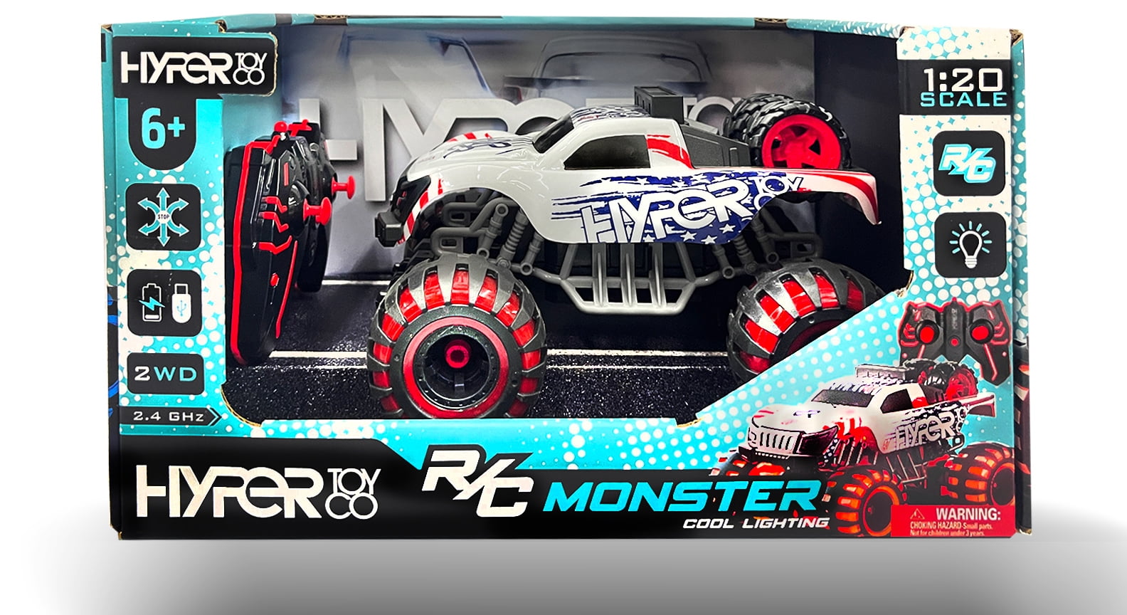 Hyper Toy Company, Mini LED Remote Control Monster Truck - Walmart.com