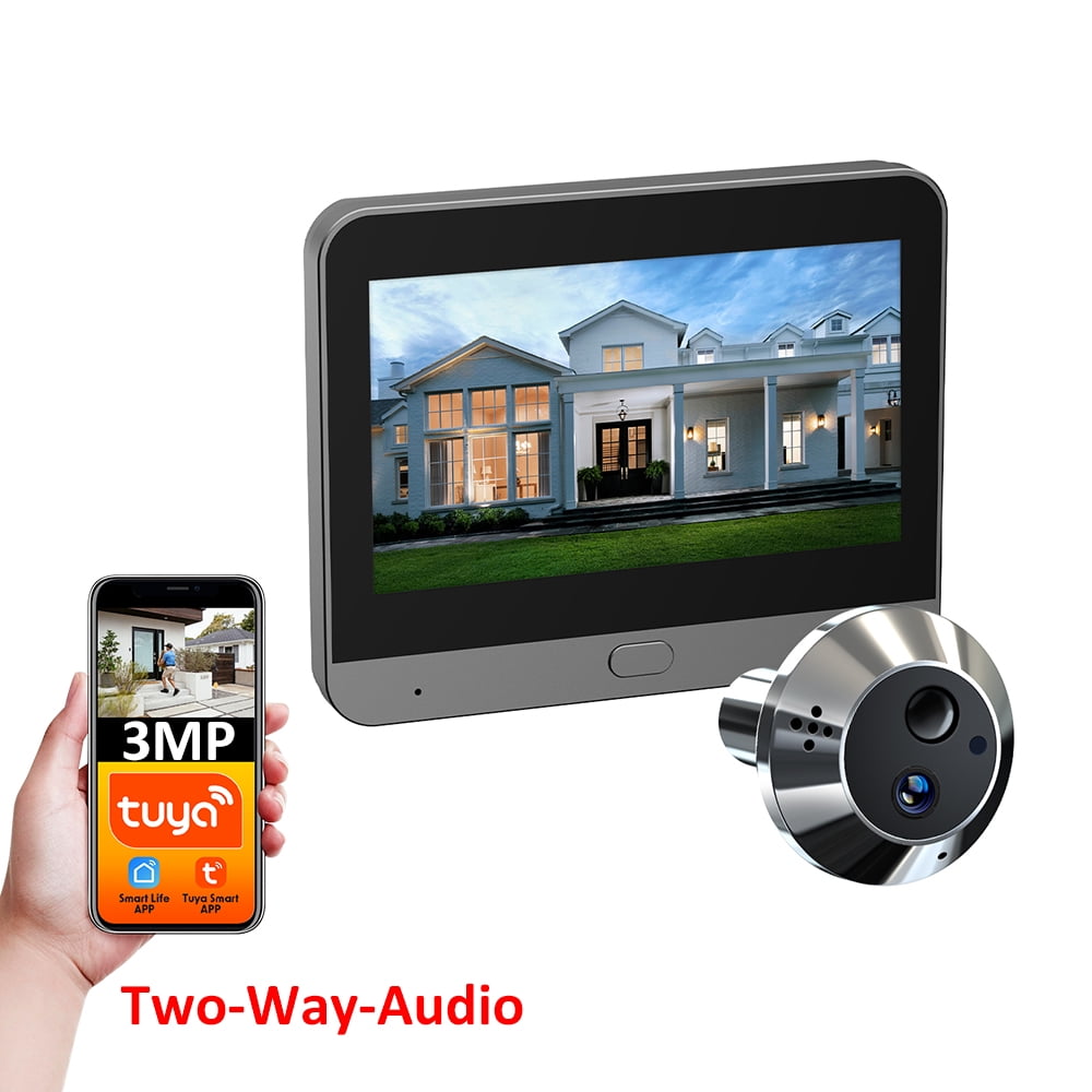 MINI Two Way Audio 3MP Tuya Smart WiFi Digital Door Eye Peephole Viewer No Red Night Exposure ...